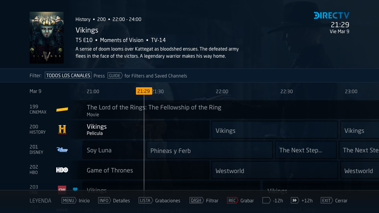 Si ves tu Guía de Programación como este ejemplo, seleccioná Guía nueva ...